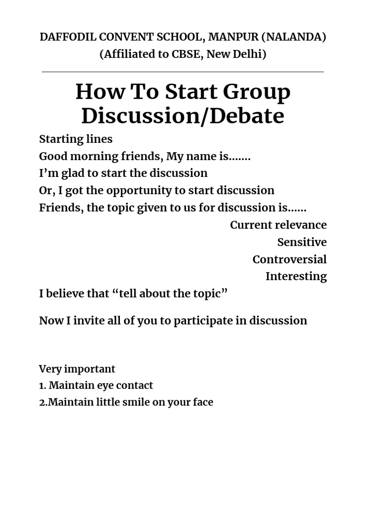 Group Discussion - Debate | PDF