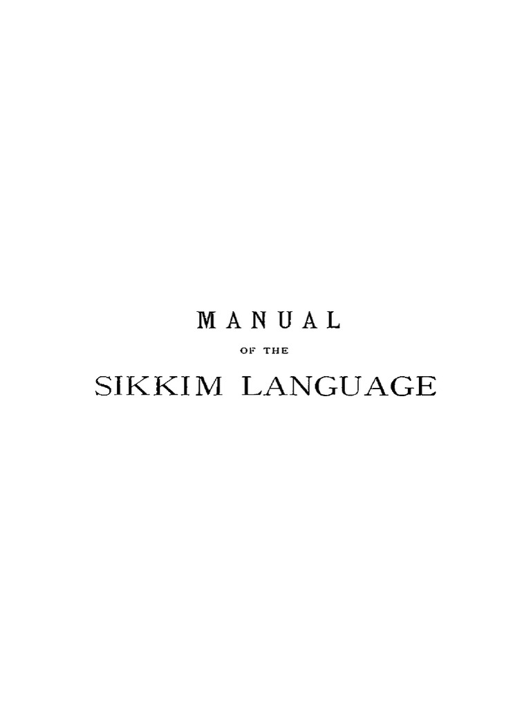 Sikkim Language: Manual | PDF | Linguistic Typology | Morphology