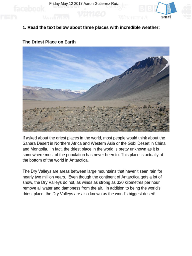 ENGL120 Reading 9-1 - Exercise 2C Aaron Gutierrez Ruiz | PDF | Desert ...