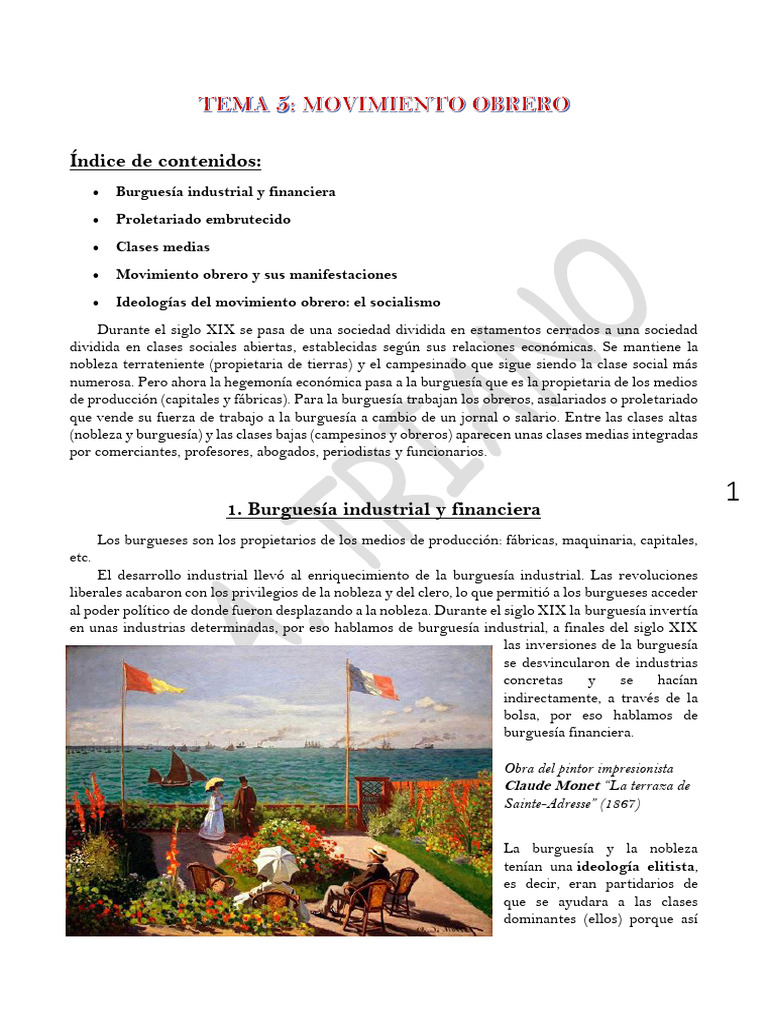 HMC Tema 5 Movimiento Obrero | PDF | marxismo | Socialismo