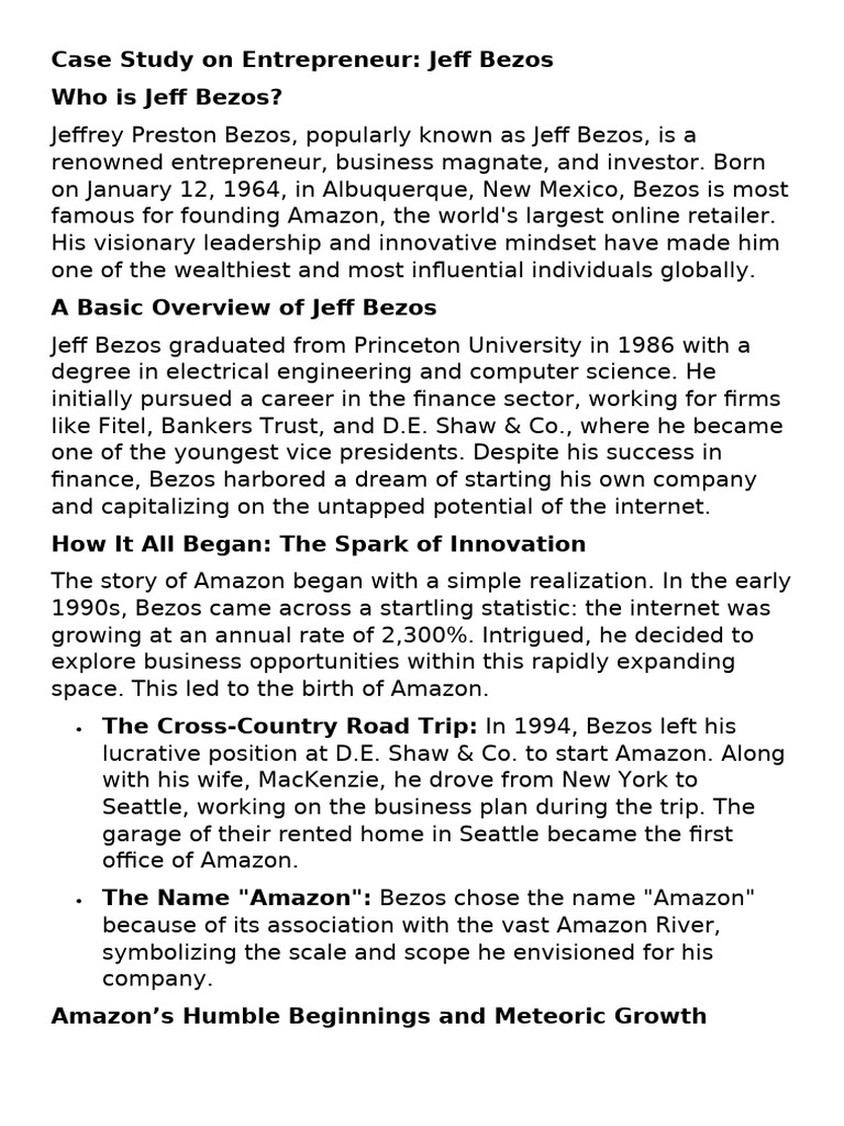 Case Study On Entrepreneur | PDF | Amazon Web Services | Online Shopping