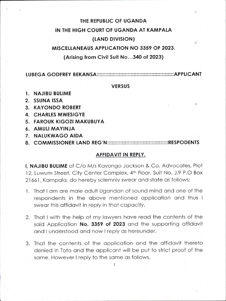 1st, 4th, and 5th Respodents Affidavit in Rejoinder | PDF