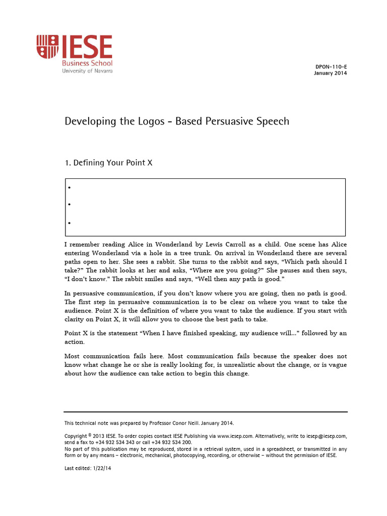 Developing The Logos-Based Persuasive Speech | PDF | Argument | Persuasion