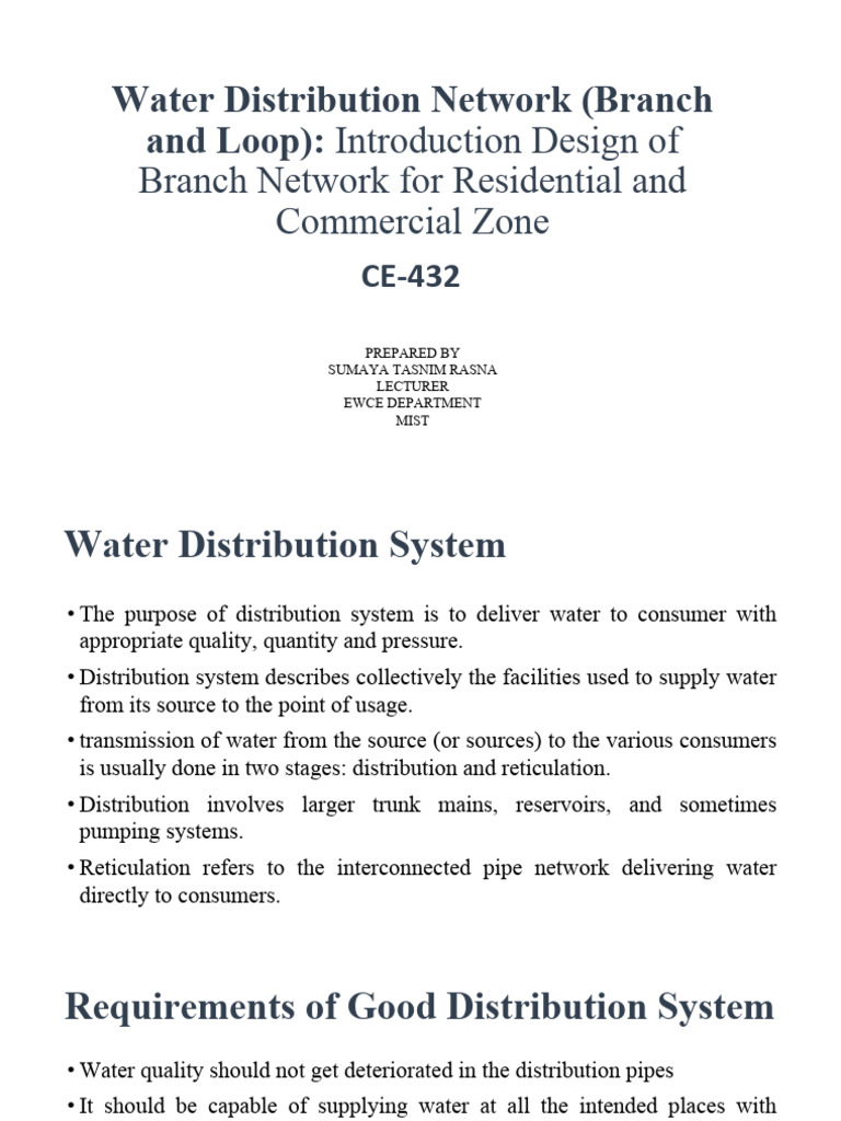 Branch Network Design for Water Distribution | PDF | Chemical ...