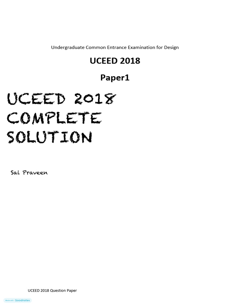 UCEED 2018 Question Paper Overview | PDF | Multiple Choice