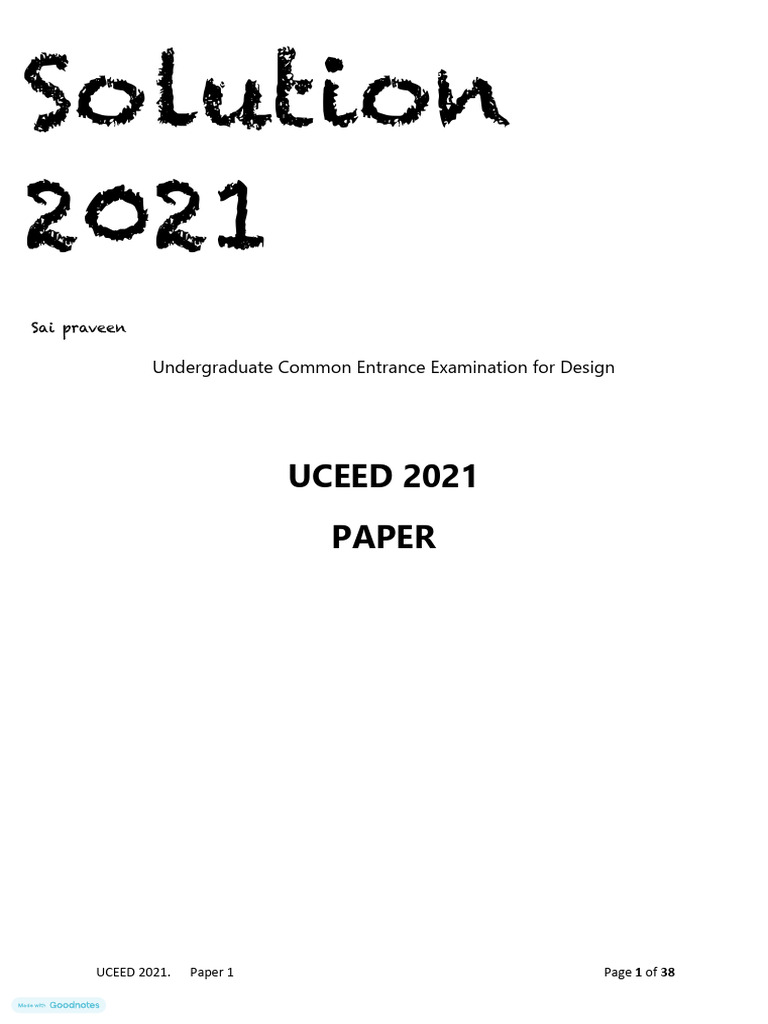 UCEED 2021 Question Paper With Complete Solution | PDF | Area