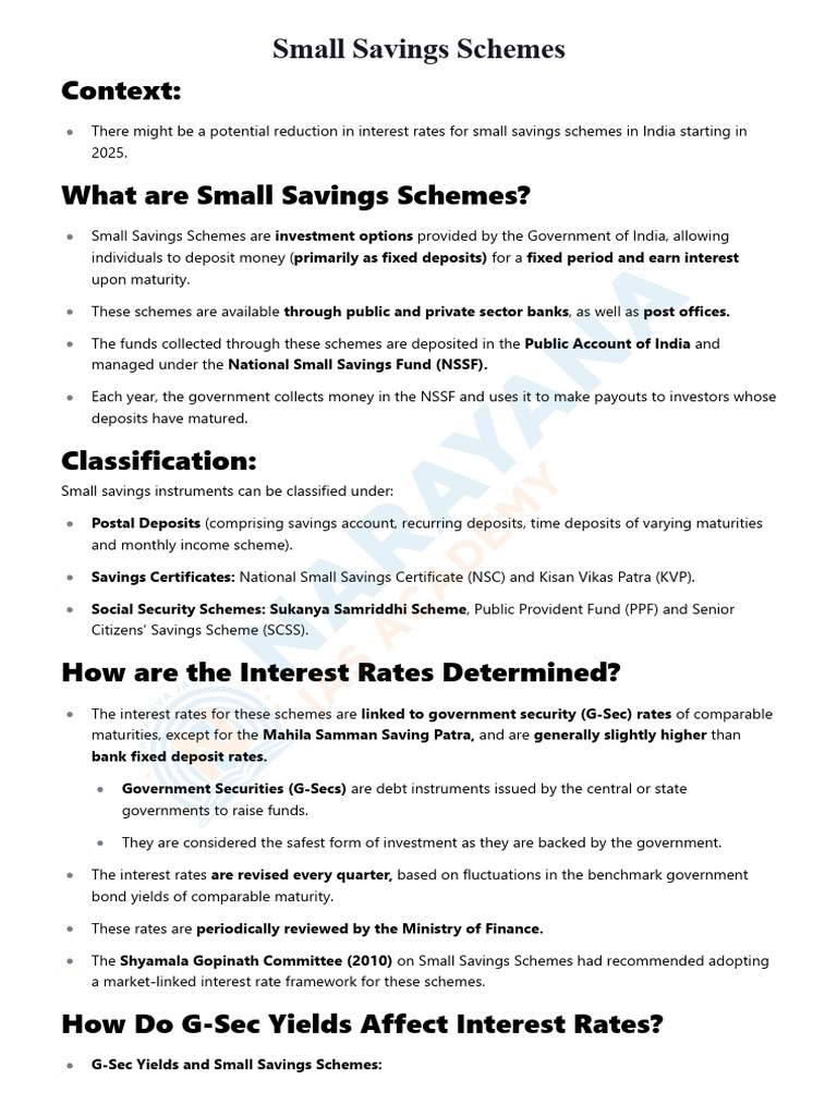 Small Savings Schemes | PDF | Interest Rates | Interest