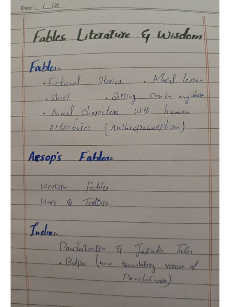 Importance of fable & literature | PDF