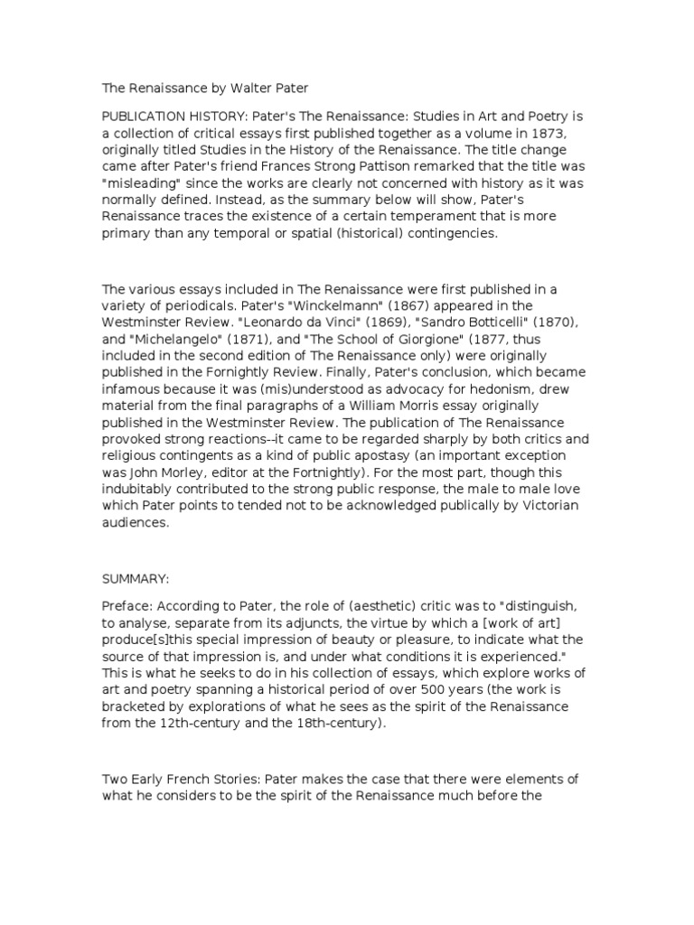 Renaissance Notes | PDF | Renaissance | Aesthetics