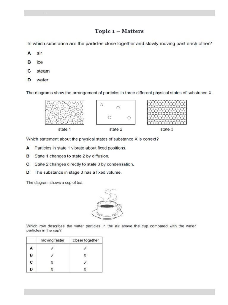 Igcse Topic 1 - Matters | PDF