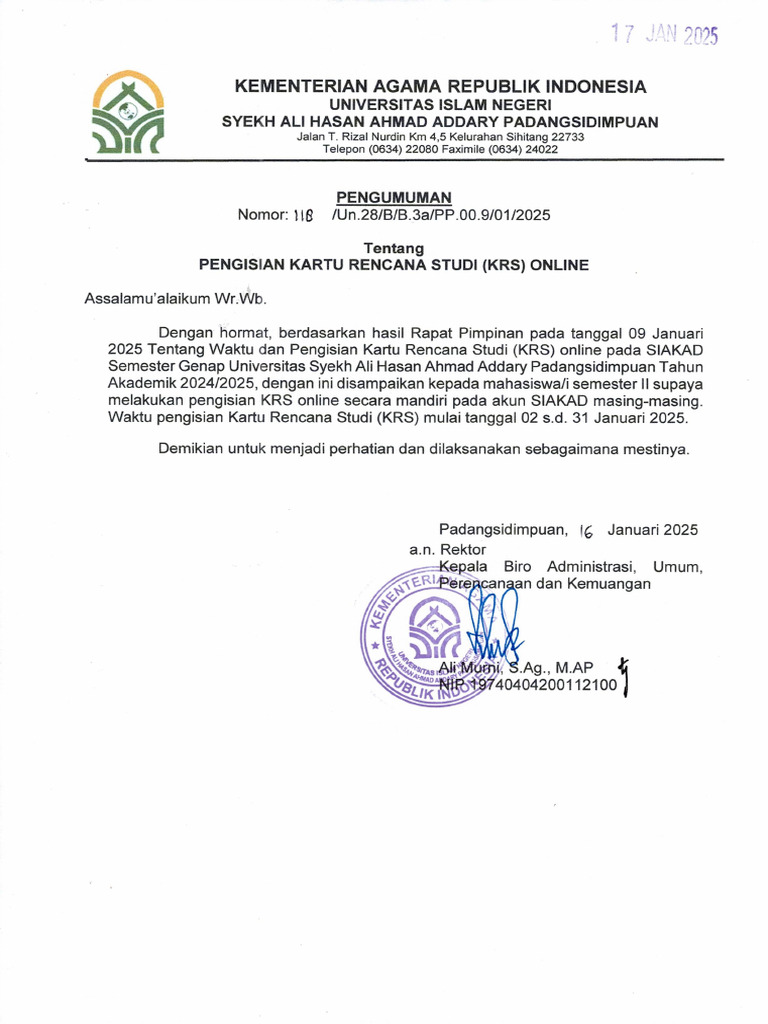 Pengisian KRS Untuk Sem - Ii | PDF