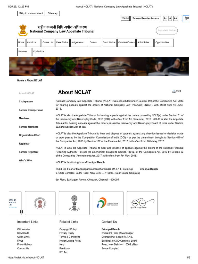 About NCLAT _ National Company Law Appellate Tribunal (NCLAT) | PDF | Appeal | Tribunal