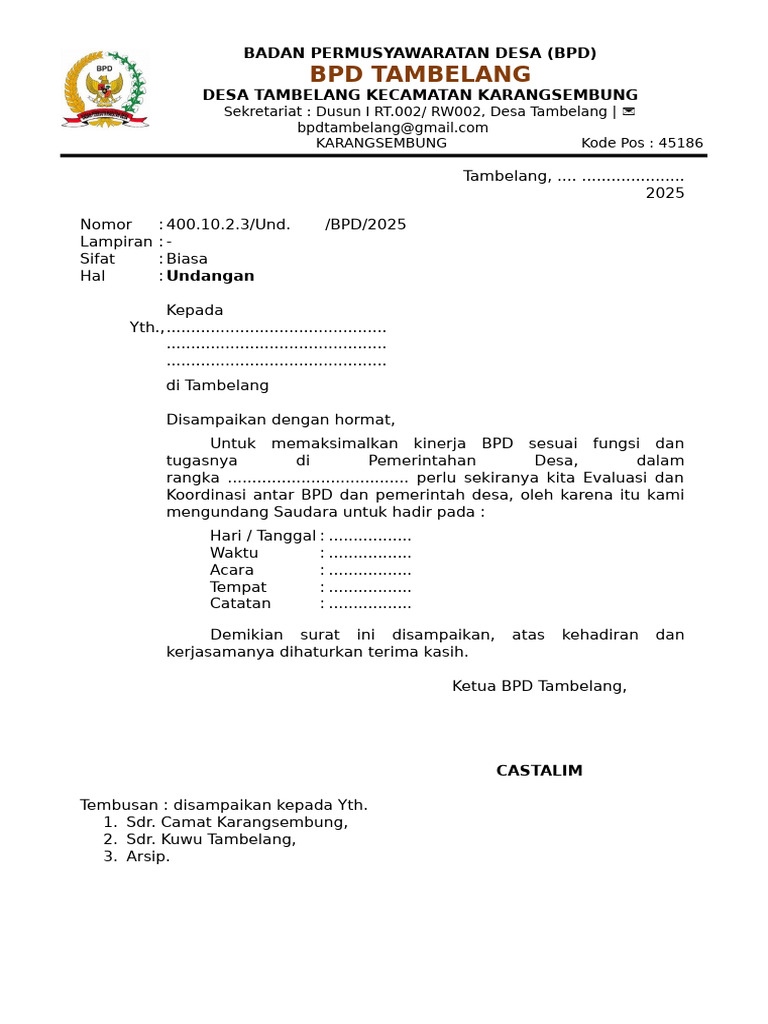 Surat BPD_Undangan | PDF