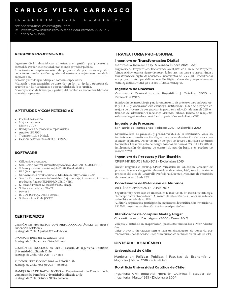 CV Carlos Viera C. ESP | PDF | Microsoft | Software
