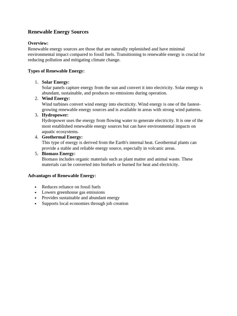 Renewable Energy Sources | PDF