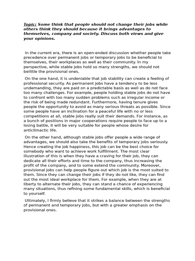 Temporary Vs Permanent Jobs | PDF