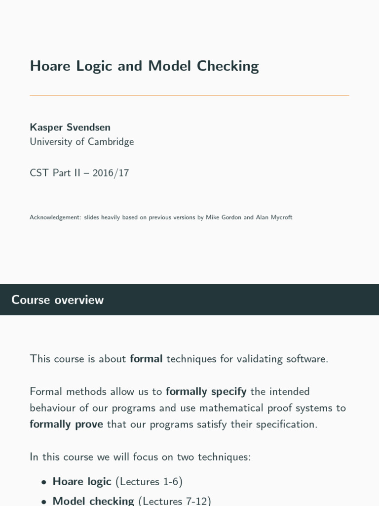 HoareLogic UniversityOfCambridge | PDF | Logic | Formal Methods
