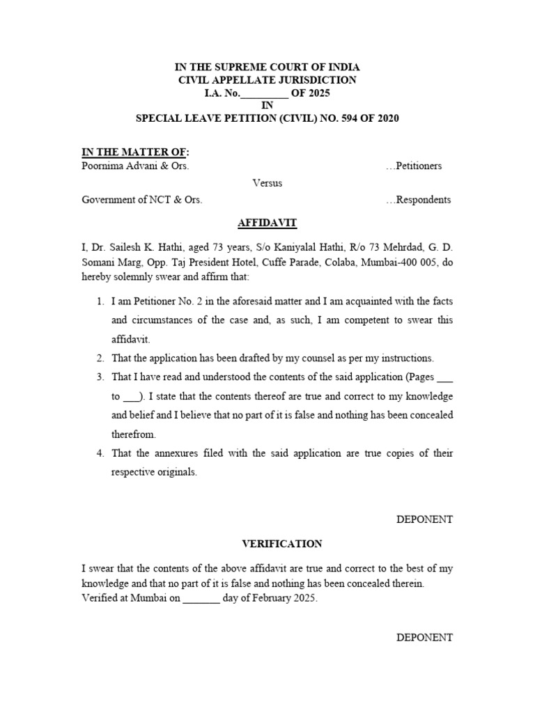 Civil Appeal Affidavit | PDF