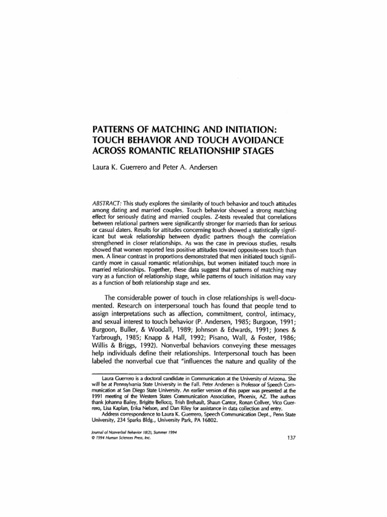 Patterns_of_matching_and_initiation_Touc | PDF | Nonverbal Communication