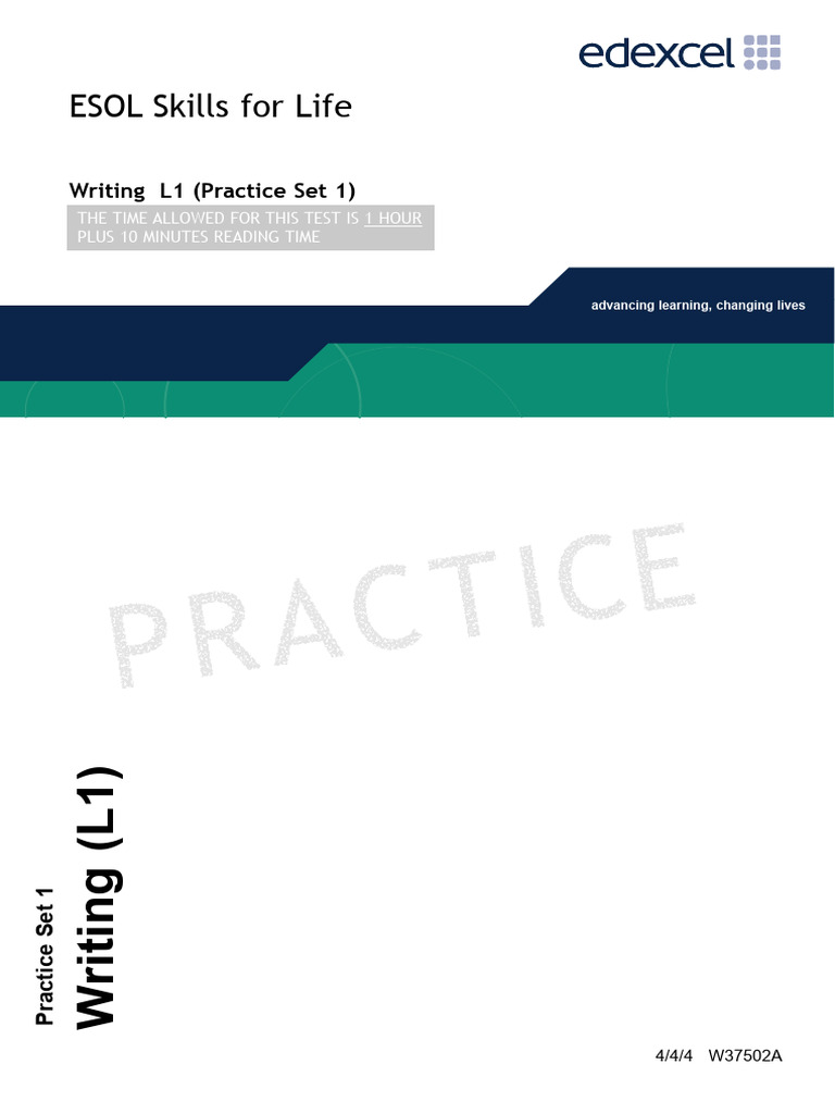 ESOL Writing Practice SET 1 L1 | PDF