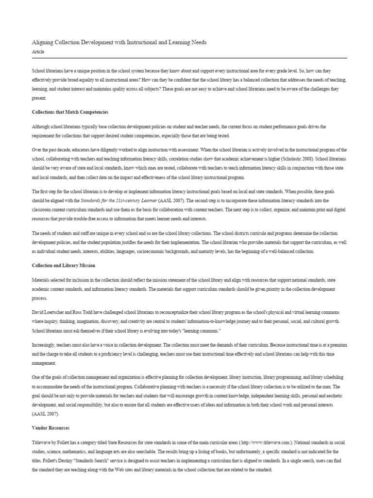 School Library Connection - Aligning Collection Development With ...