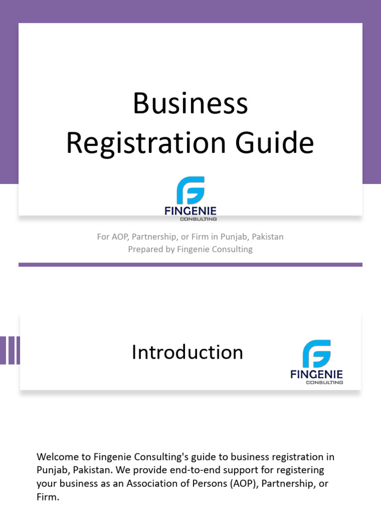 Business Registration Guide Fingenie AOP | PDF