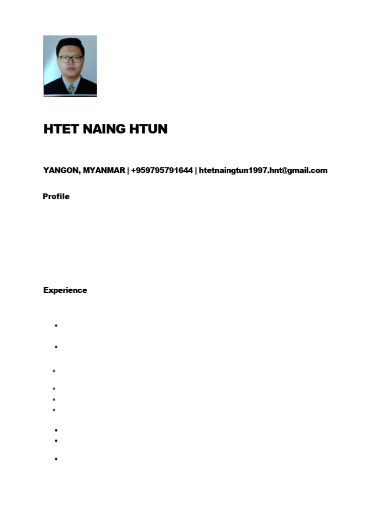 Htet Naing Htun, CV Resume 2 | PDF | Engineering