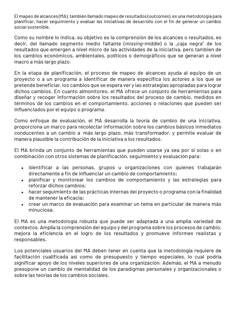 El mapeo de alcances | PDF | Planificación | Evaluación