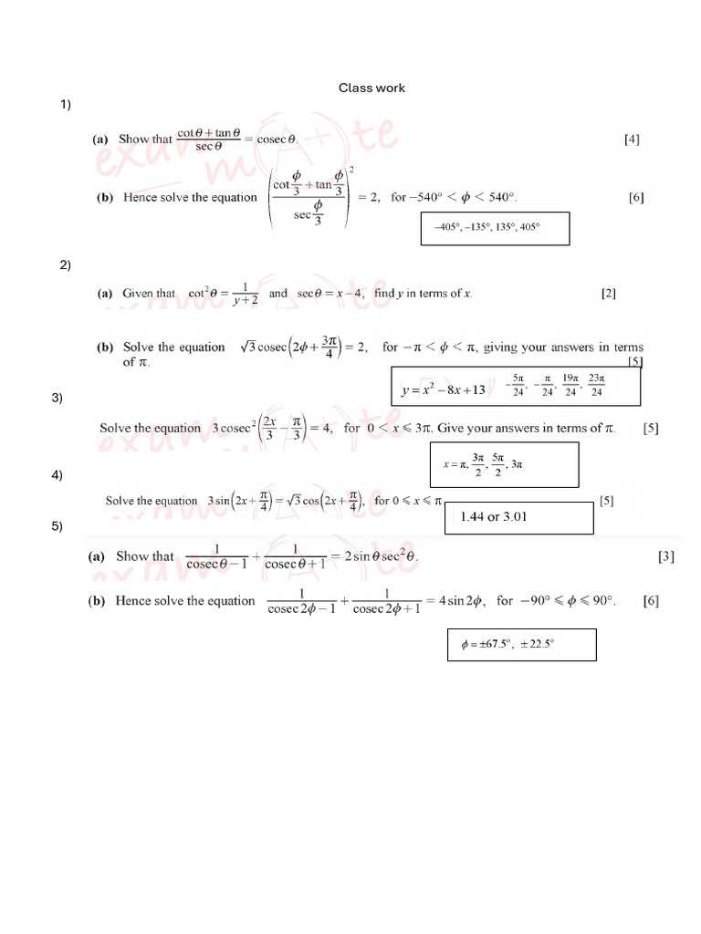 Trigonometric equations | PDF
