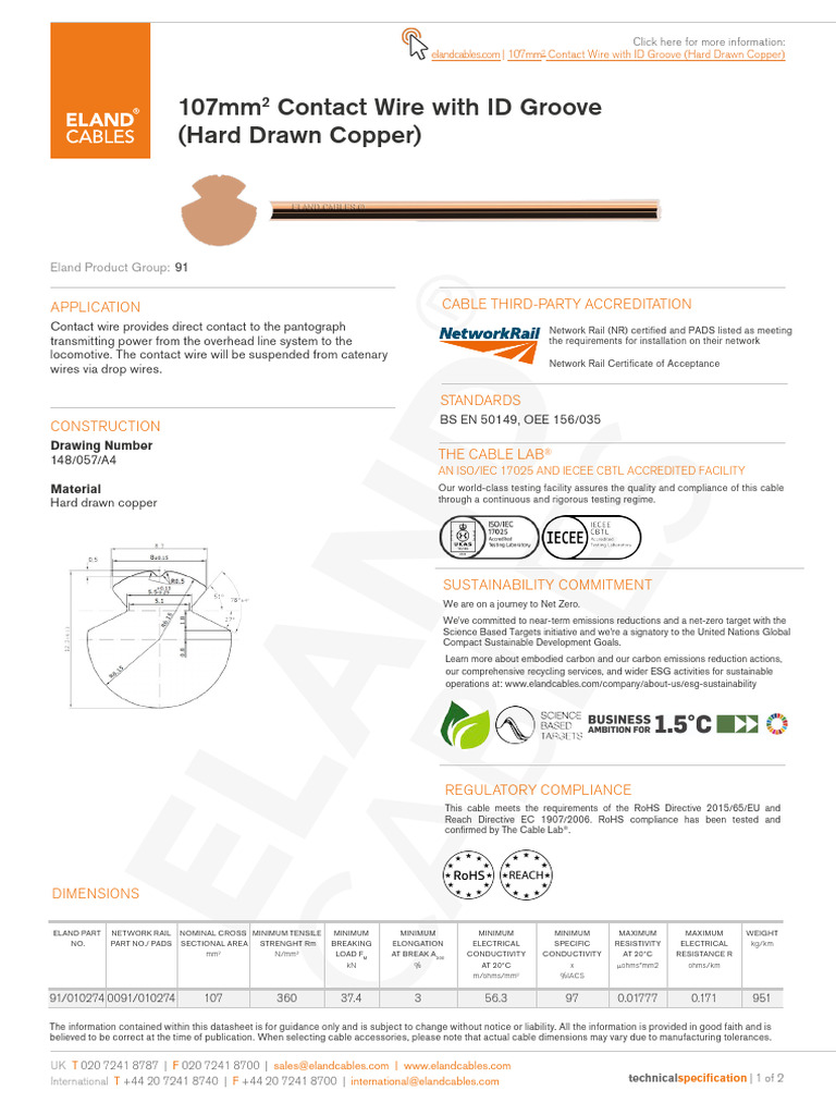 107mm Contact Wire With Id Groove Hard Drawn Copper | PDF