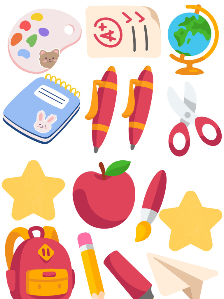 Colorful School Objects Memory Game Flashcards | PDF