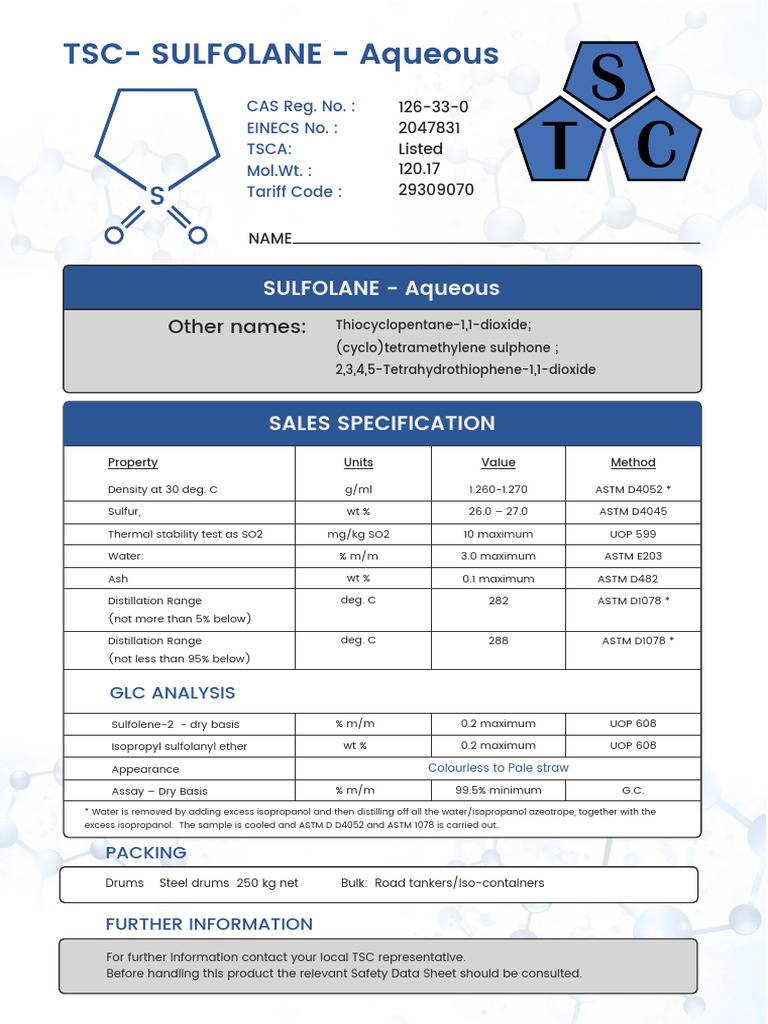Our Spec 1 - Sulfolane | PDF | Materials