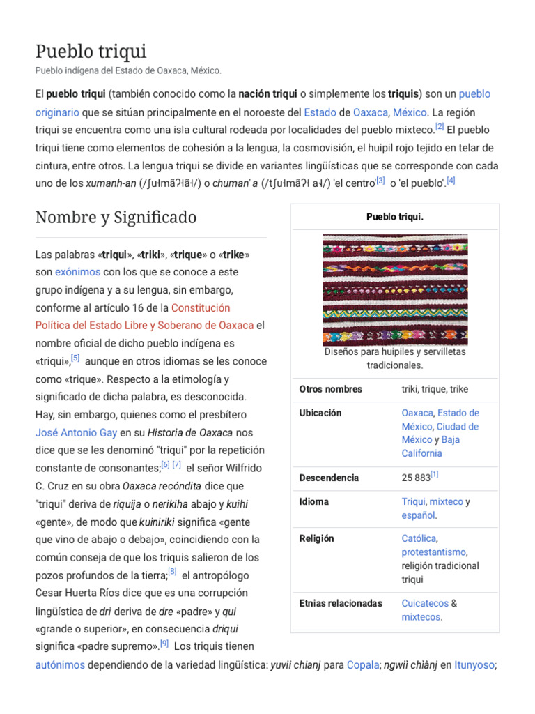 Pueblo Triqui: Cultura y Ubicación | PDF
