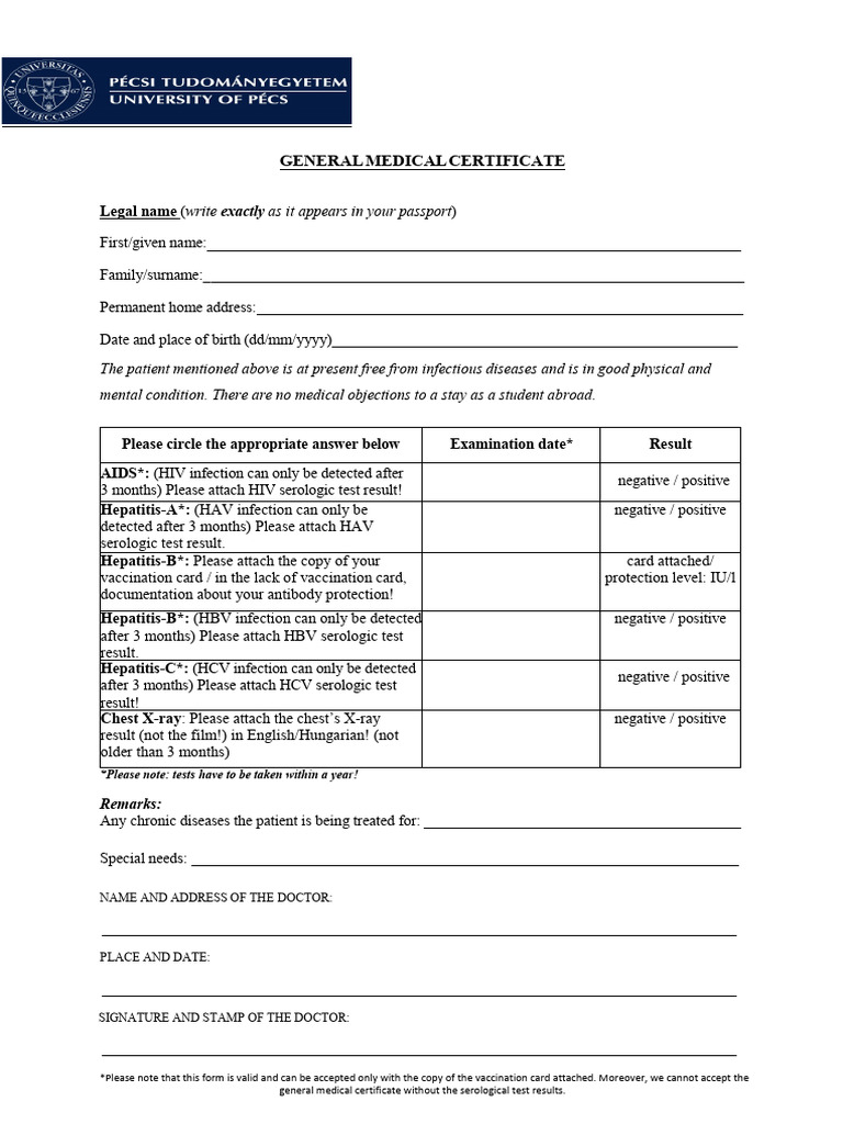 Ujgeneral Medical Certificate 2019 | PDF