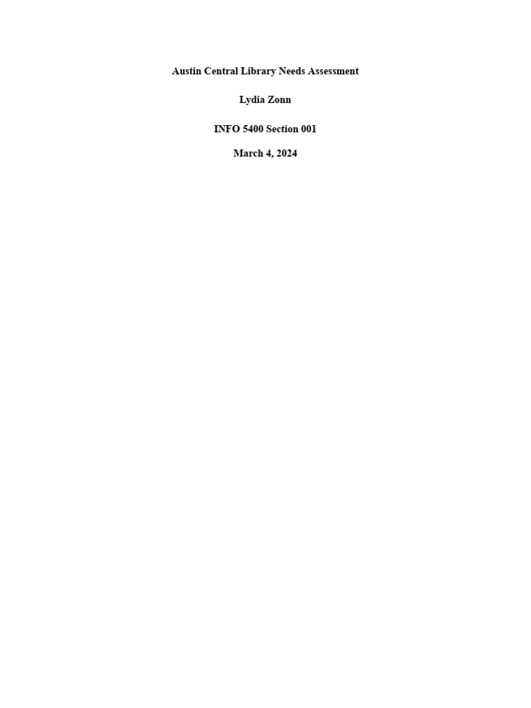 Assessing Young Adult Needs at APL | PDF | Libraries | Public Library