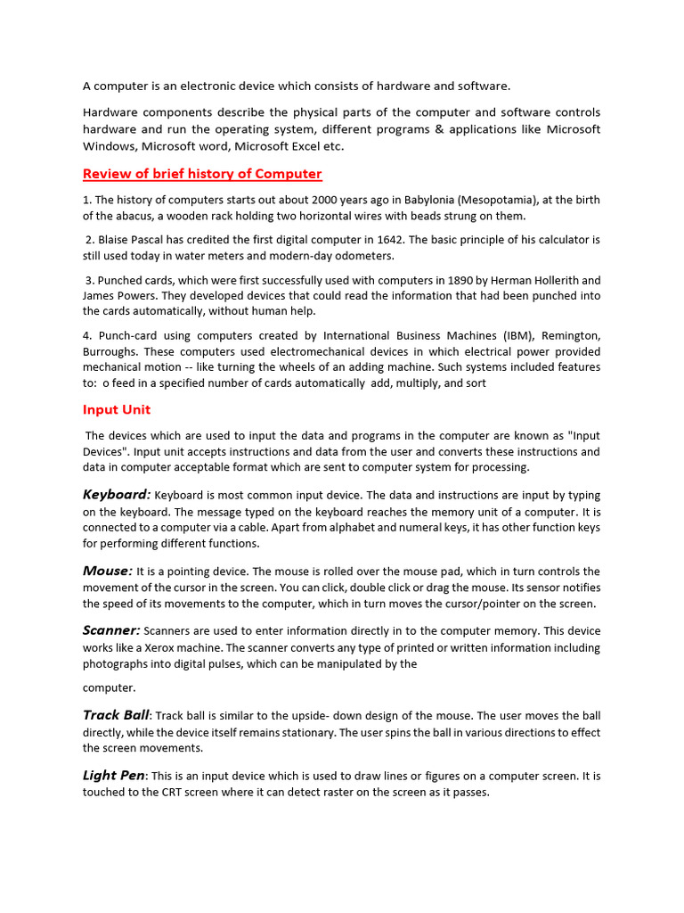 Basic Fundamentals of Computer | PDF | Computer Data Storage | Printer (Computing)