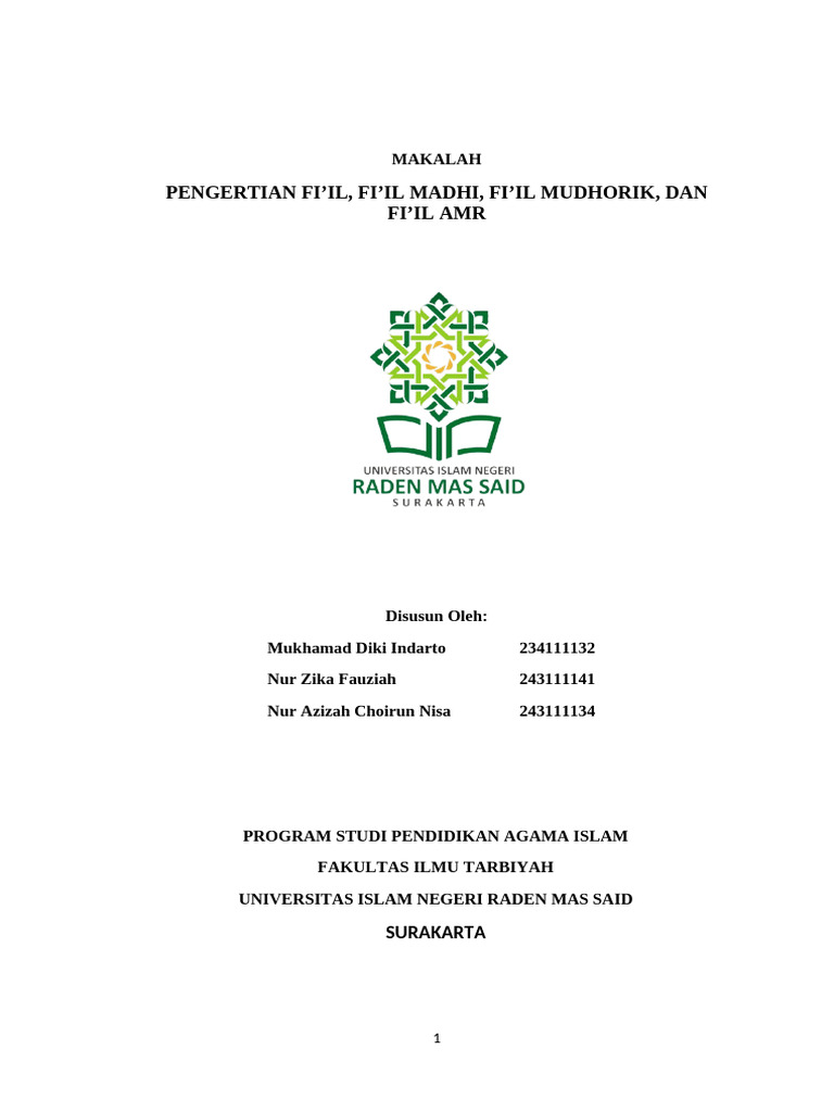 Pengertian dan Jenis Fi'il dalam Bahasa Arab | PDF