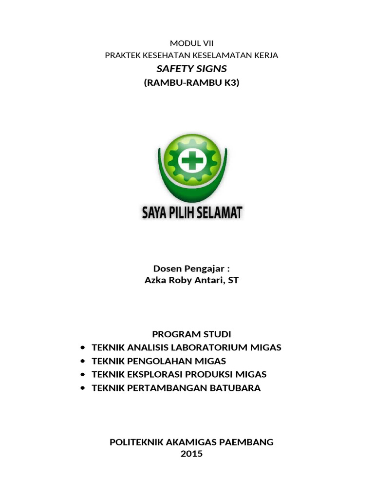 Modul 7 Praktek K3 Safety Signs (Rambu-Rambu K3) - Azka-3 | PDF