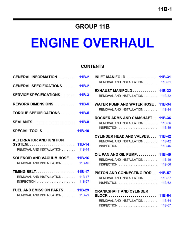 Engine Overhaul: Group 11B | PDF | Piston | Vehicle Parts