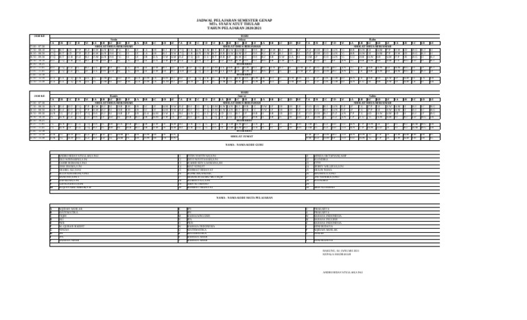 Jadwal 2020-2021 Genap | PDF