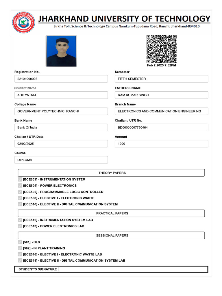 Aditya Exam Form | PDF