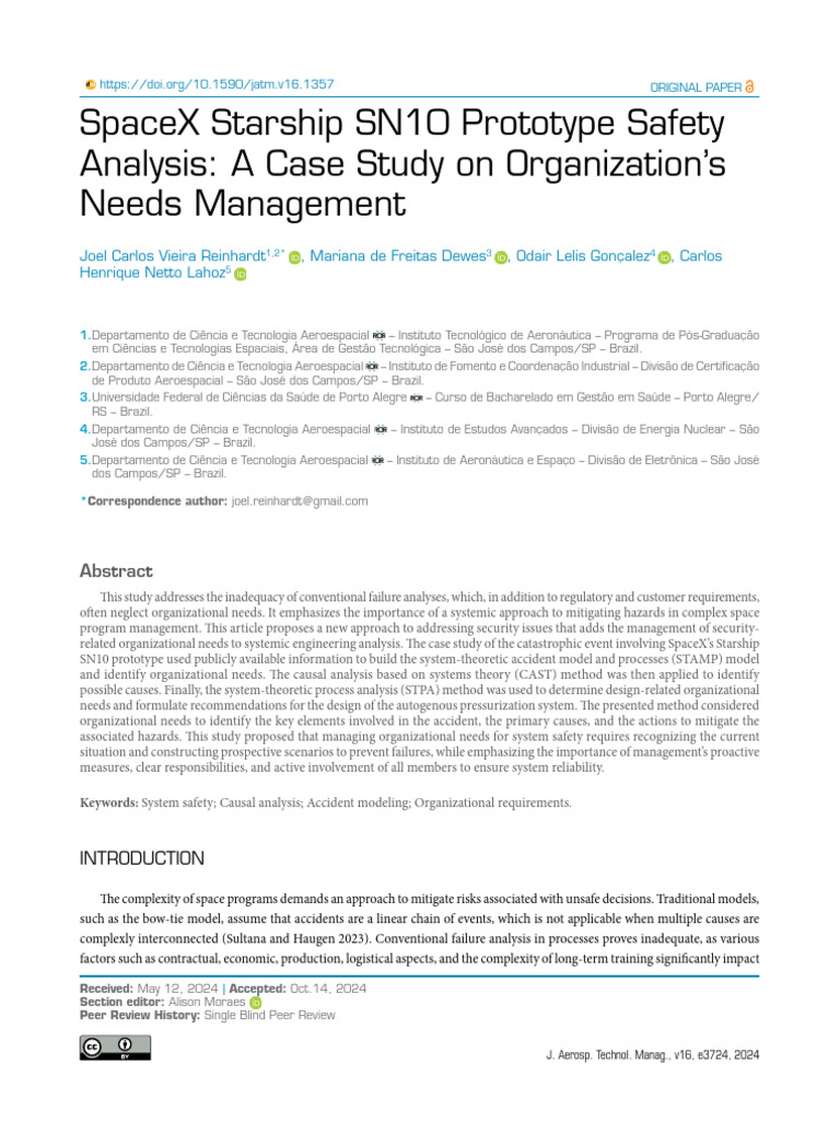SpaceX_Starship_SN10_Prototype_Safety_Analysis_A_C | PDF | System | Reliability Engineering