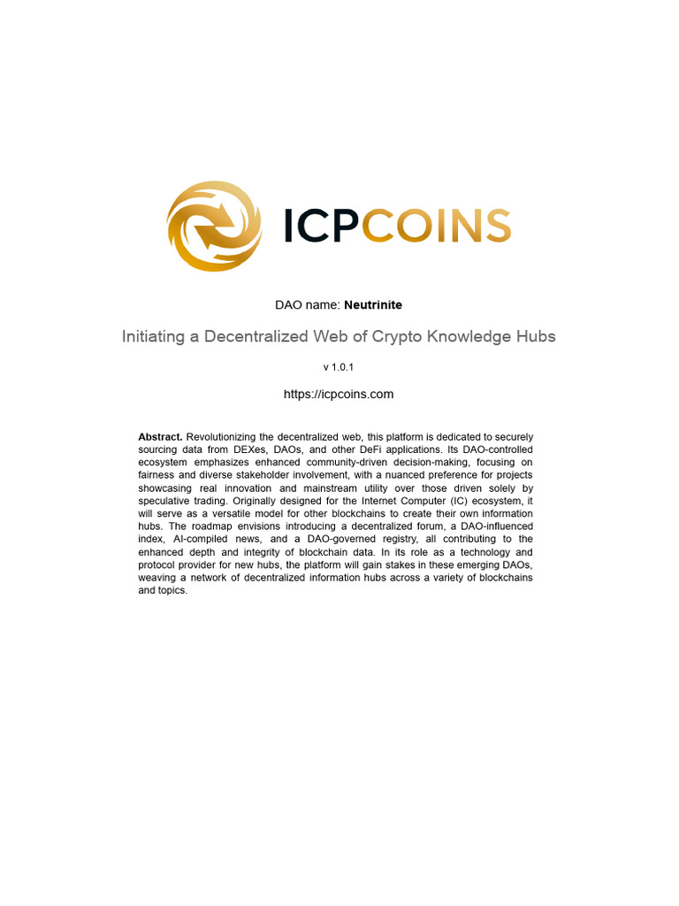 ICPCoins Whitepaper v1.0.1 | PDF | Cryptocurrency | Internet