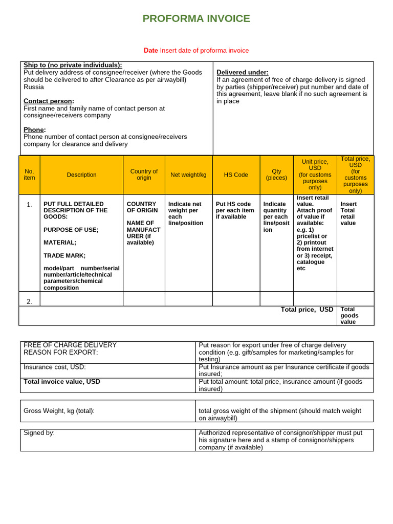 Proforma Invoice Template for Word | PDF | Pro Forma | Prices