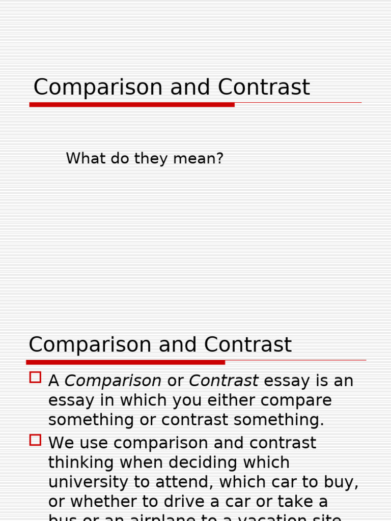 Comparison vs. Contrast Essays Guide | PDF | Essays