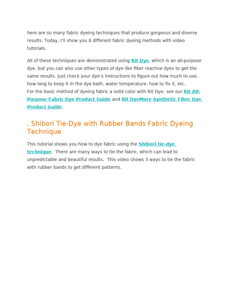 dyeing techniques | PDF | Dyeing | Textiles