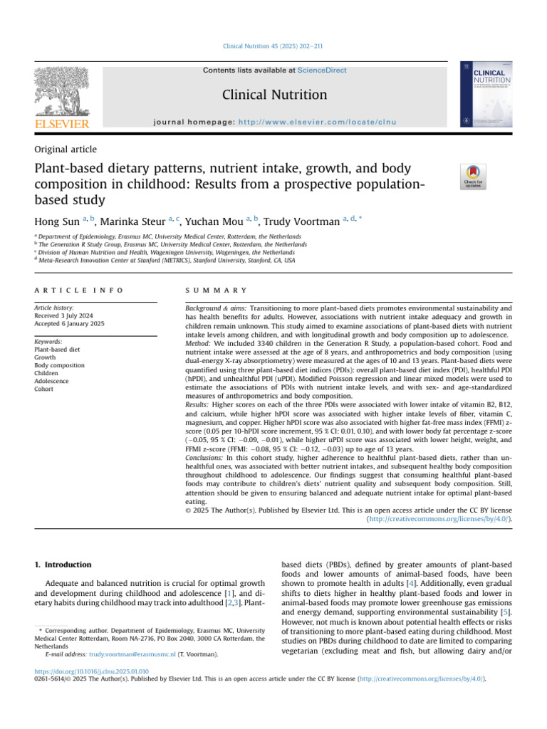 Plant-Based Diets and Child Growth | PDF | Diet (Nutrition) | Diet ...