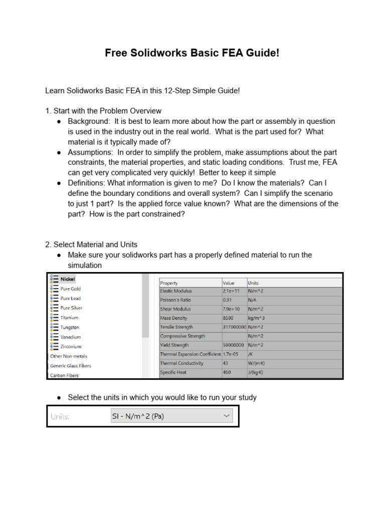 Free Solidworks FEA Guide | PDF | Finite Element Method | Simulation