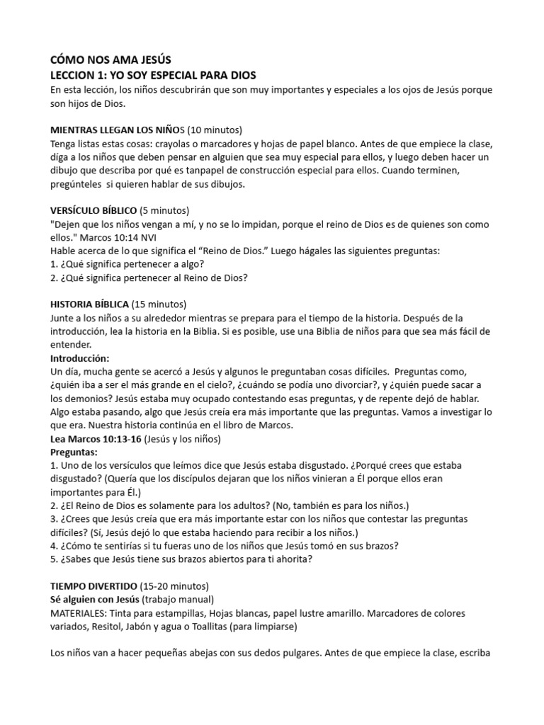 Yo Soy Especial para Dios | PDF | Jesús