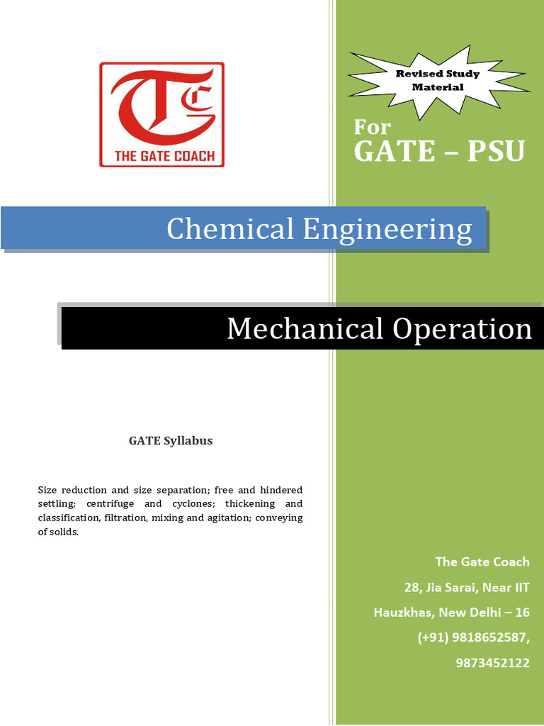 GATE Mechanical Operations Study Guide | PDF | Mill (Grinding) | Filtration